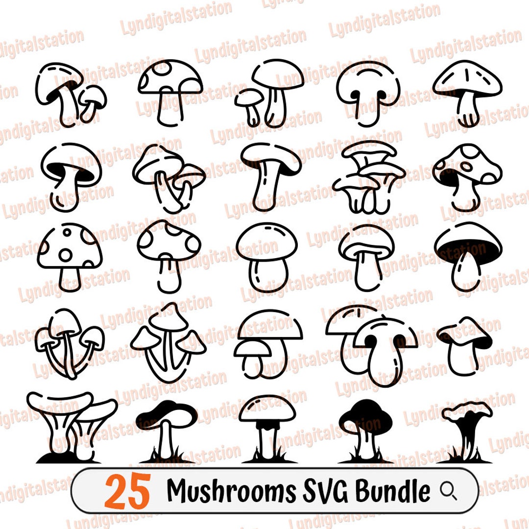25 Mushrooms Bundles Svg | Toadstool Clipart | Vegetables Cut File ...