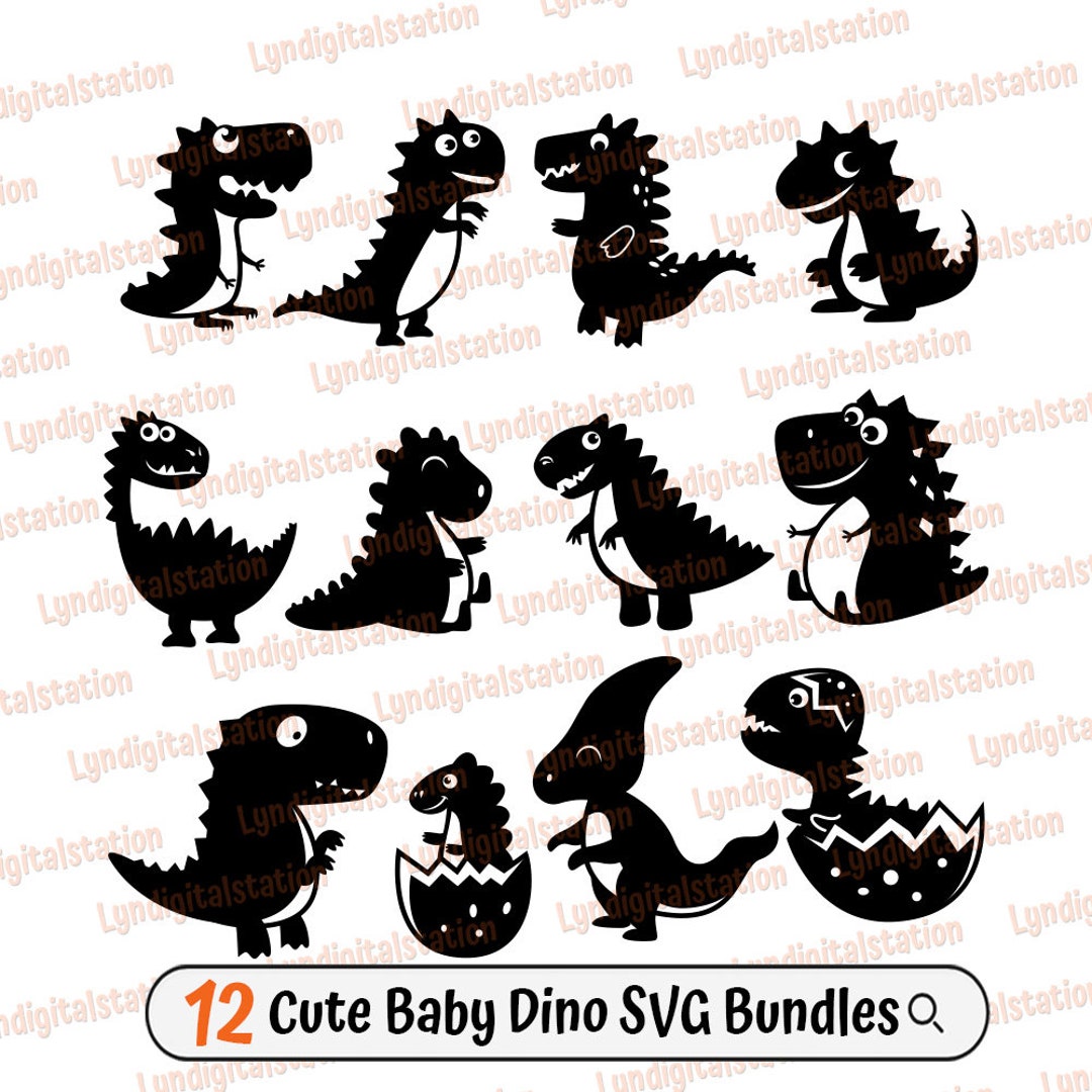 12 Baby Dino Bundles Svg | Dino Clipart | Baby Animals Cut File | Cute ...