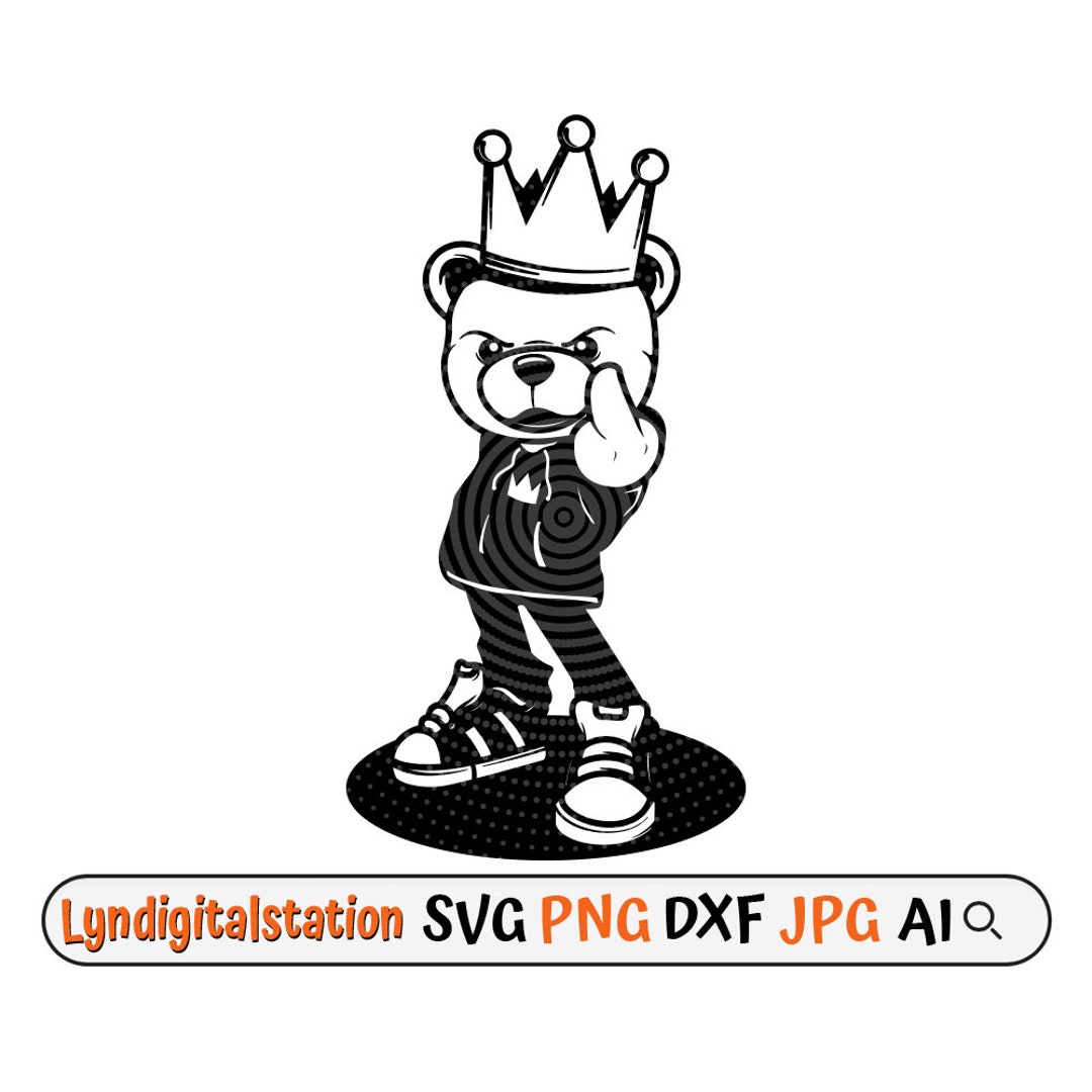 Teddy King Svg | King Teddy Fuck You Clipart | Middle Finger Cut File ...