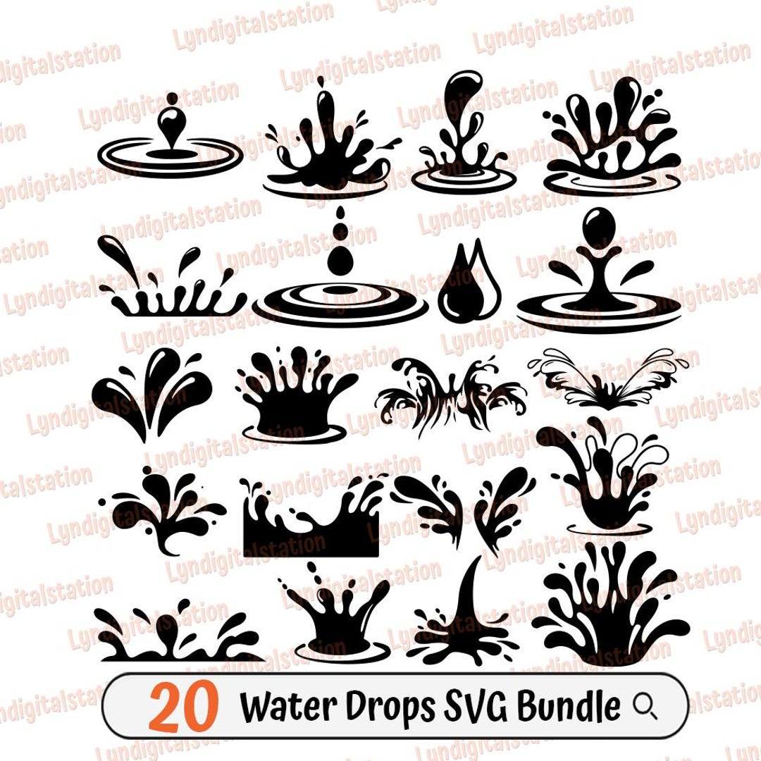 20 Water Drops Bundles Svg | Splash Clipart | Droplets Cut File ...