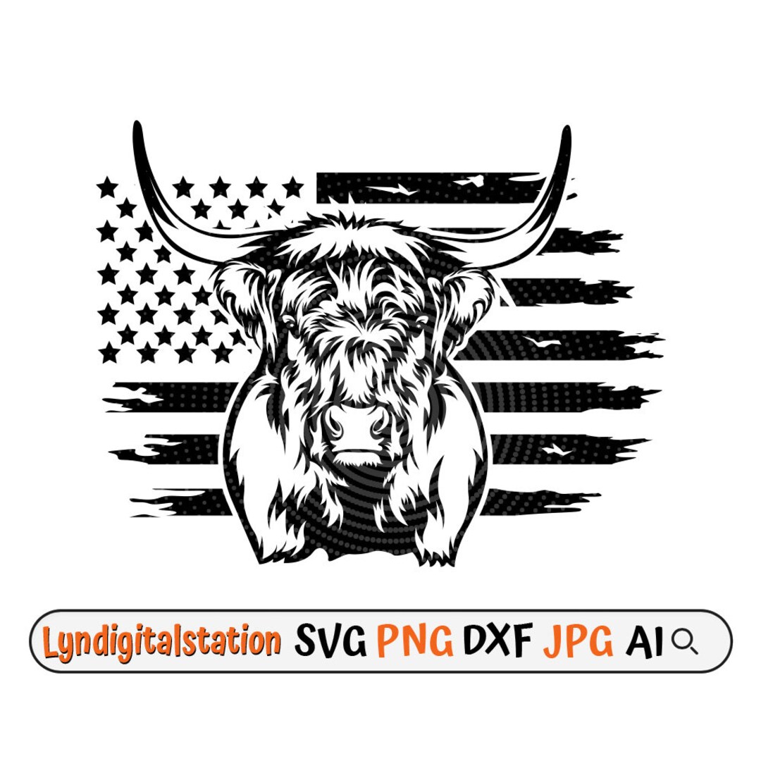 US Highland Cows Svg | US Farm Animal Clipart | Dairy Cattle Cut File ...