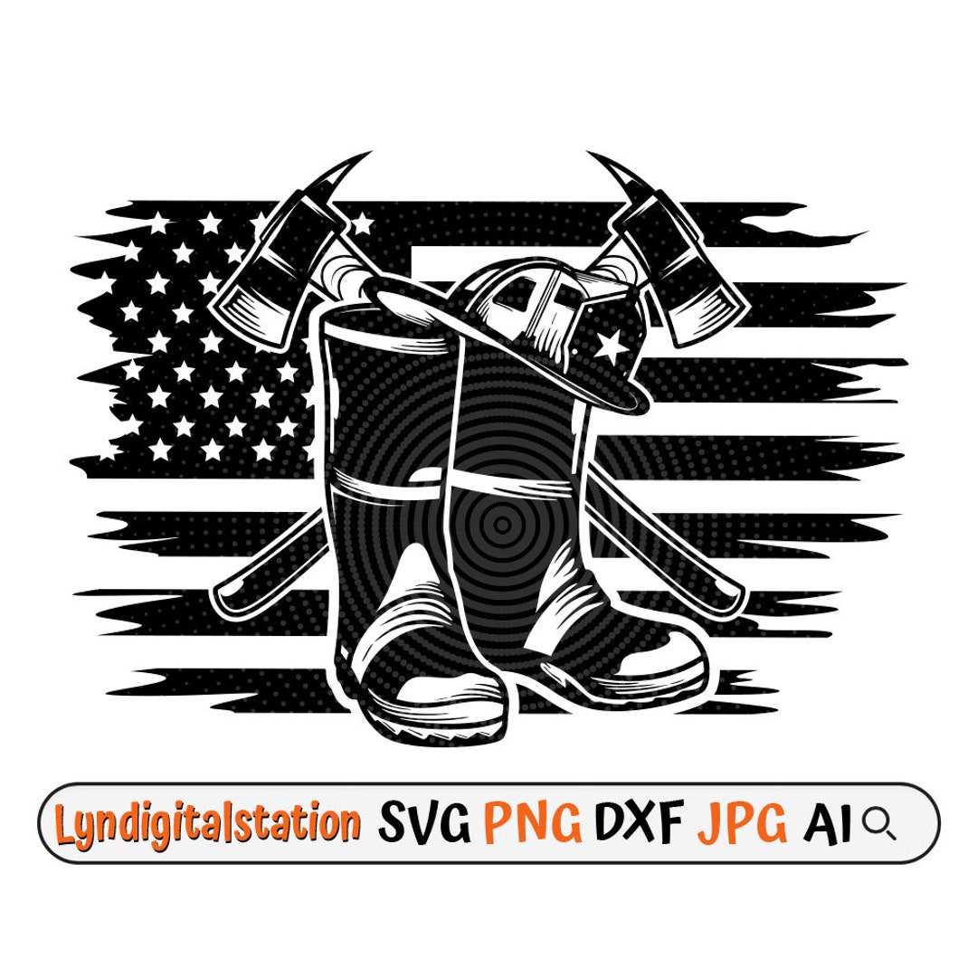 US Firefighter Axe Svg | Firefighting Tools Clipart | Fireman Boots Cut ...