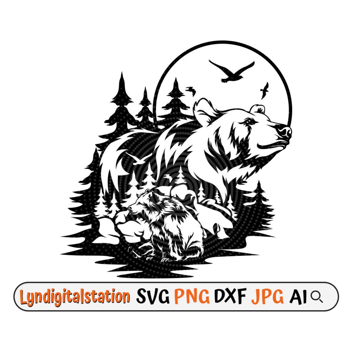 Bear Scene Svg Bear Clipart Forest Animal Cut File Wild - Etsy Canada