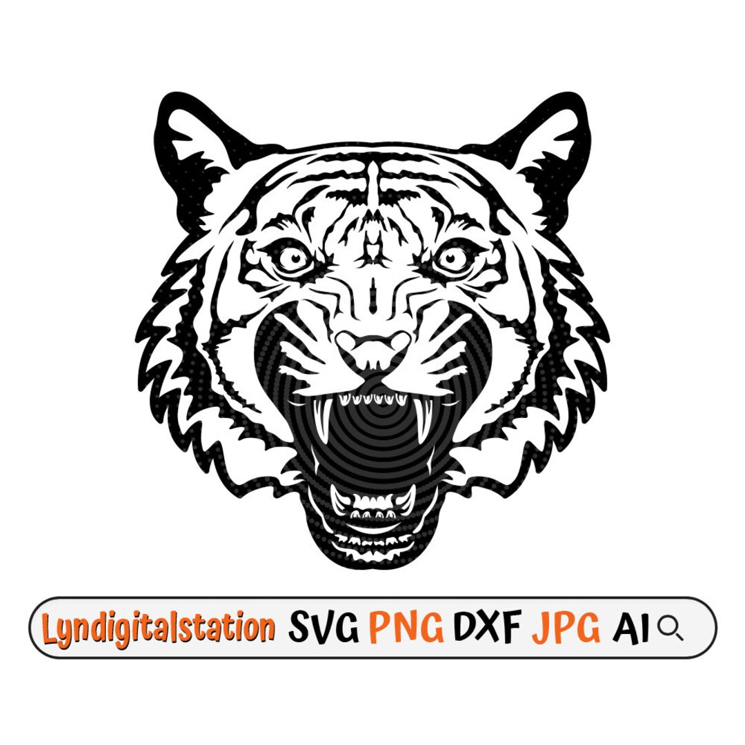 Tiger Face Svg | Tiger Head Clipart | Jungle Animal Cut File | Tigress ...