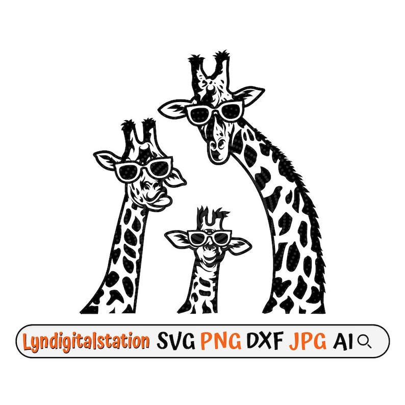 Giraffe Svg Cool Giraffe Family Clipart Giraffe Wearing Sunglasses Cut ...