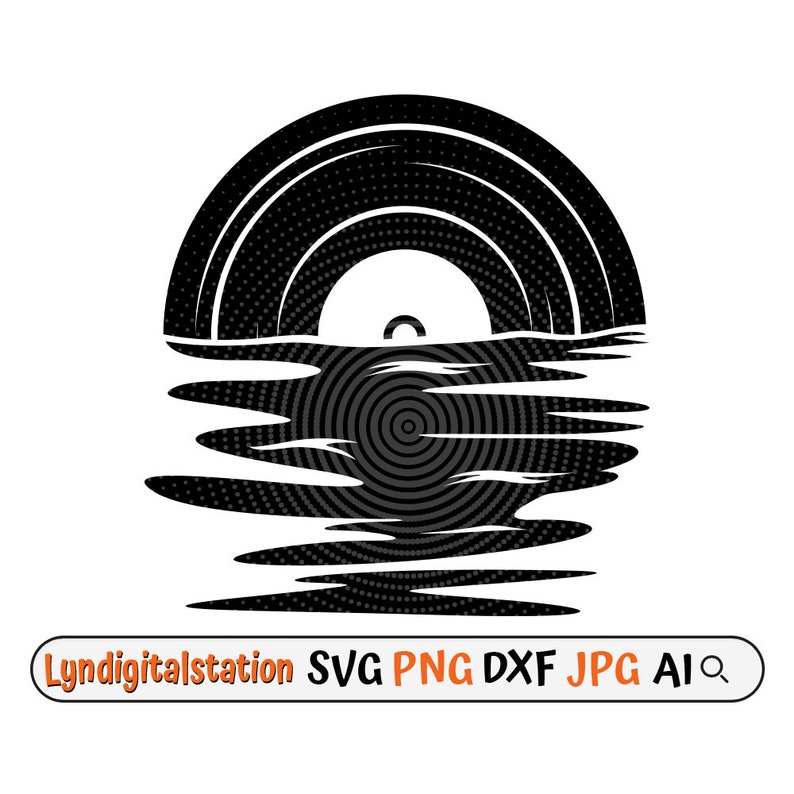 Vinyl Record Sunset Svg Vinyl Record Clipart Sunset Cut - Etsy