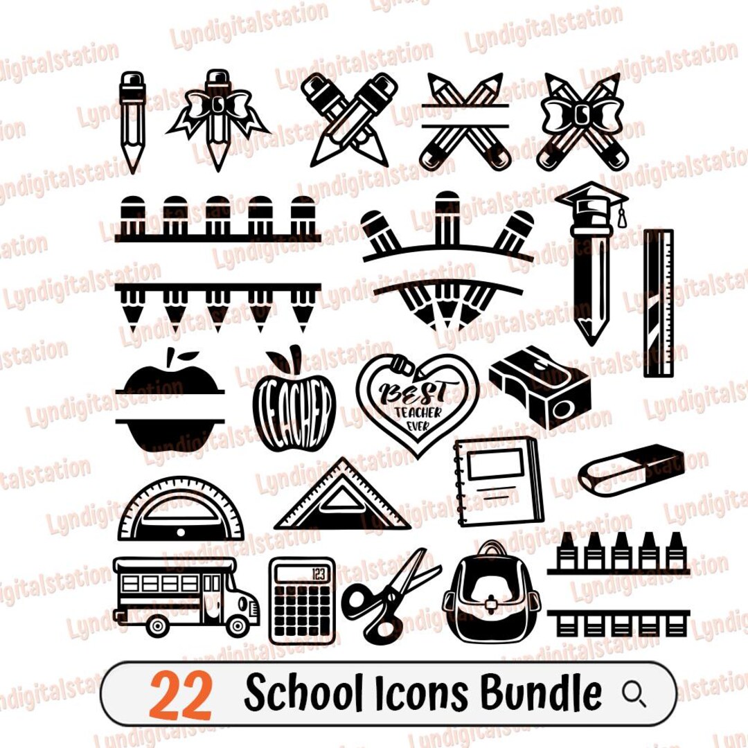 22 School Icons Bundle Svg | Education Clipart | School Materials Cut ...