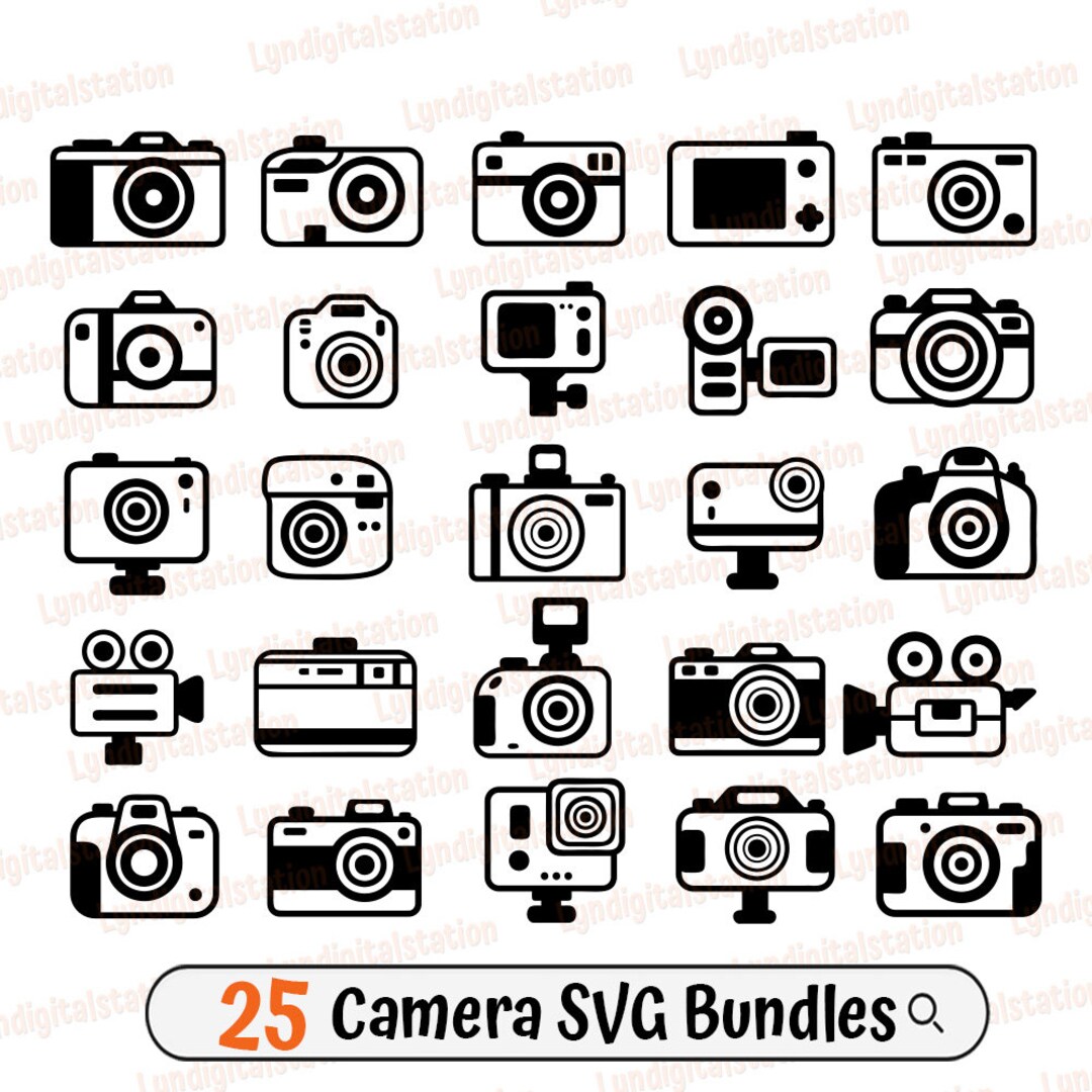 25 Camera Bundles Svg | Camera Clipart | Photograph Cut File | Photo ...
