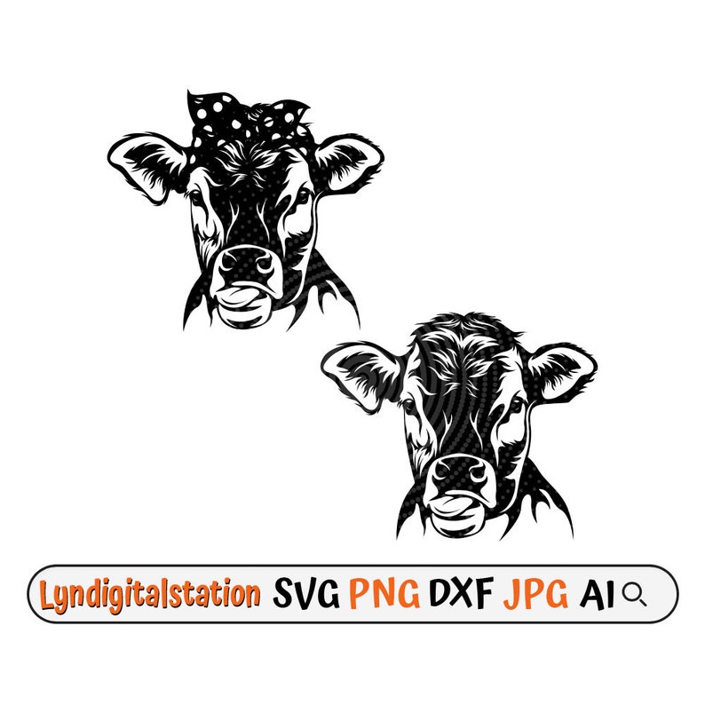 Cute Farm Cow Svg Cow Face Clipart Cow Head Cut File Cow With Ribbon ...