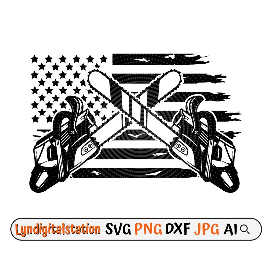 US Chainsaw Svg | Double Chain Saw Clipart | Wood Saw Cut File ...