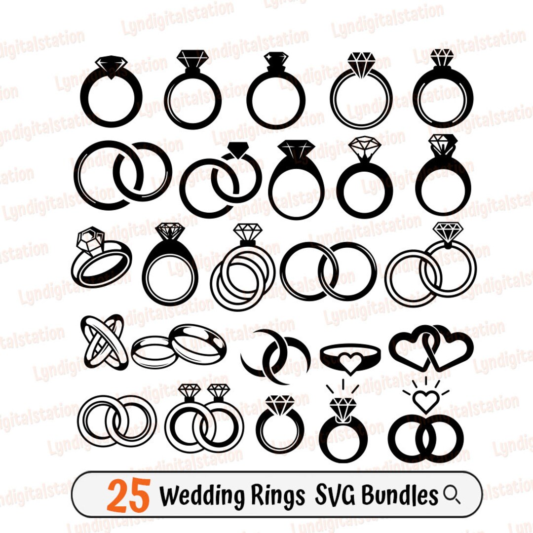 25 Wedding Ring Bundles Svg | Couple Clipart | Diamond Cut File ...