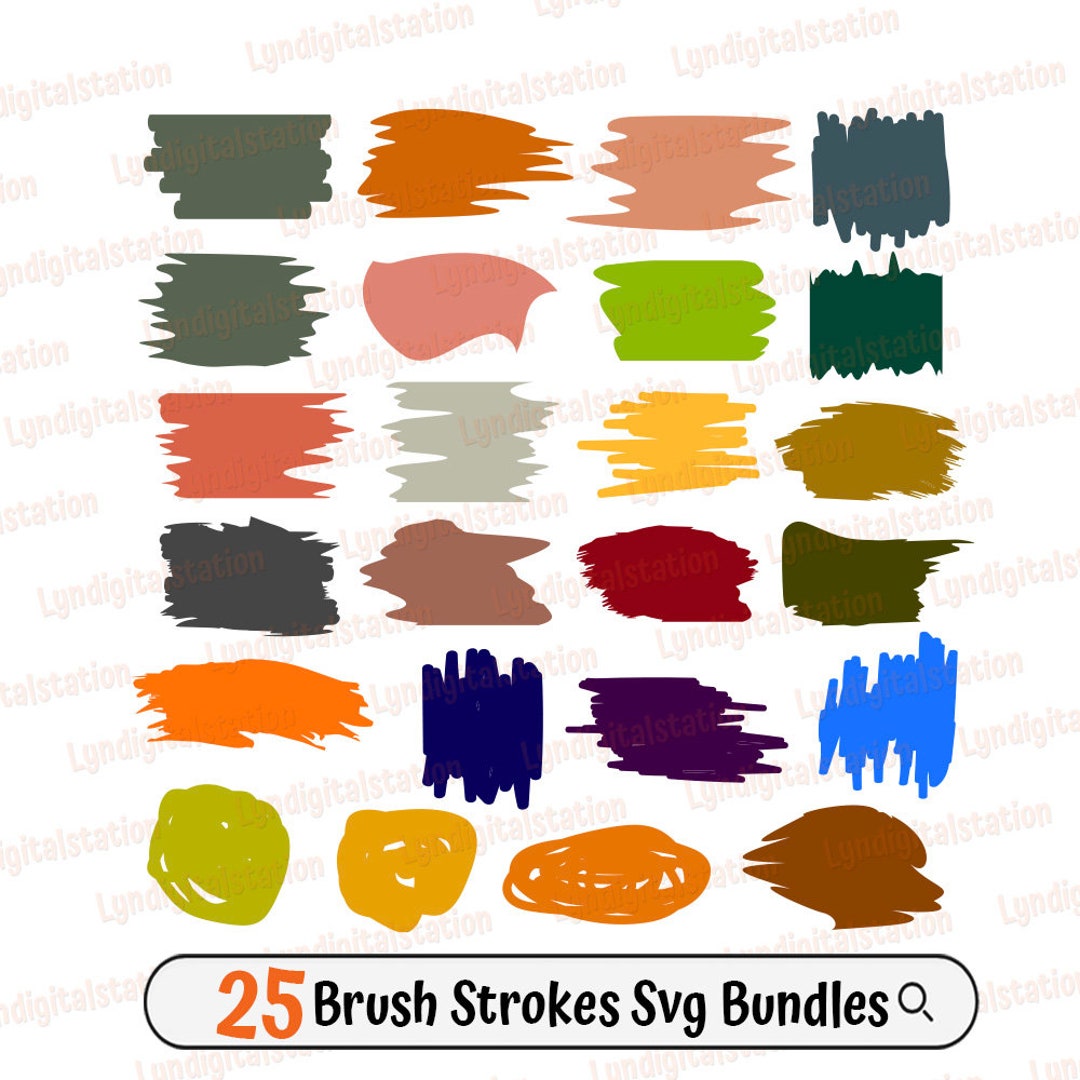 25 Brush Strokes Bundles Svg | Colors Clipart | Color Paint Cut File ...