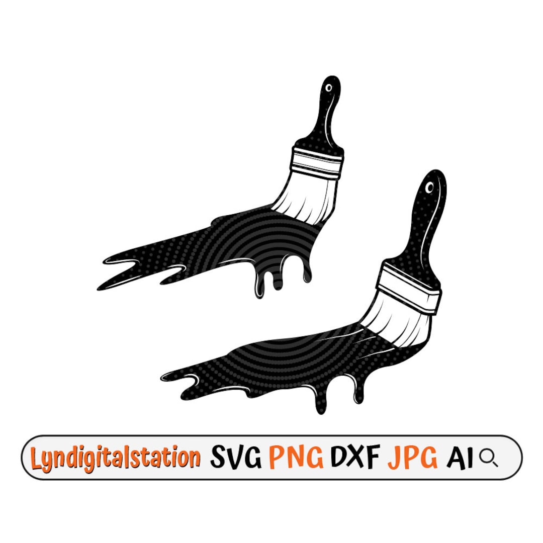 Paintbrush Svg | Dripping Paint Brush Clipart | Artist Brush Cut File ...