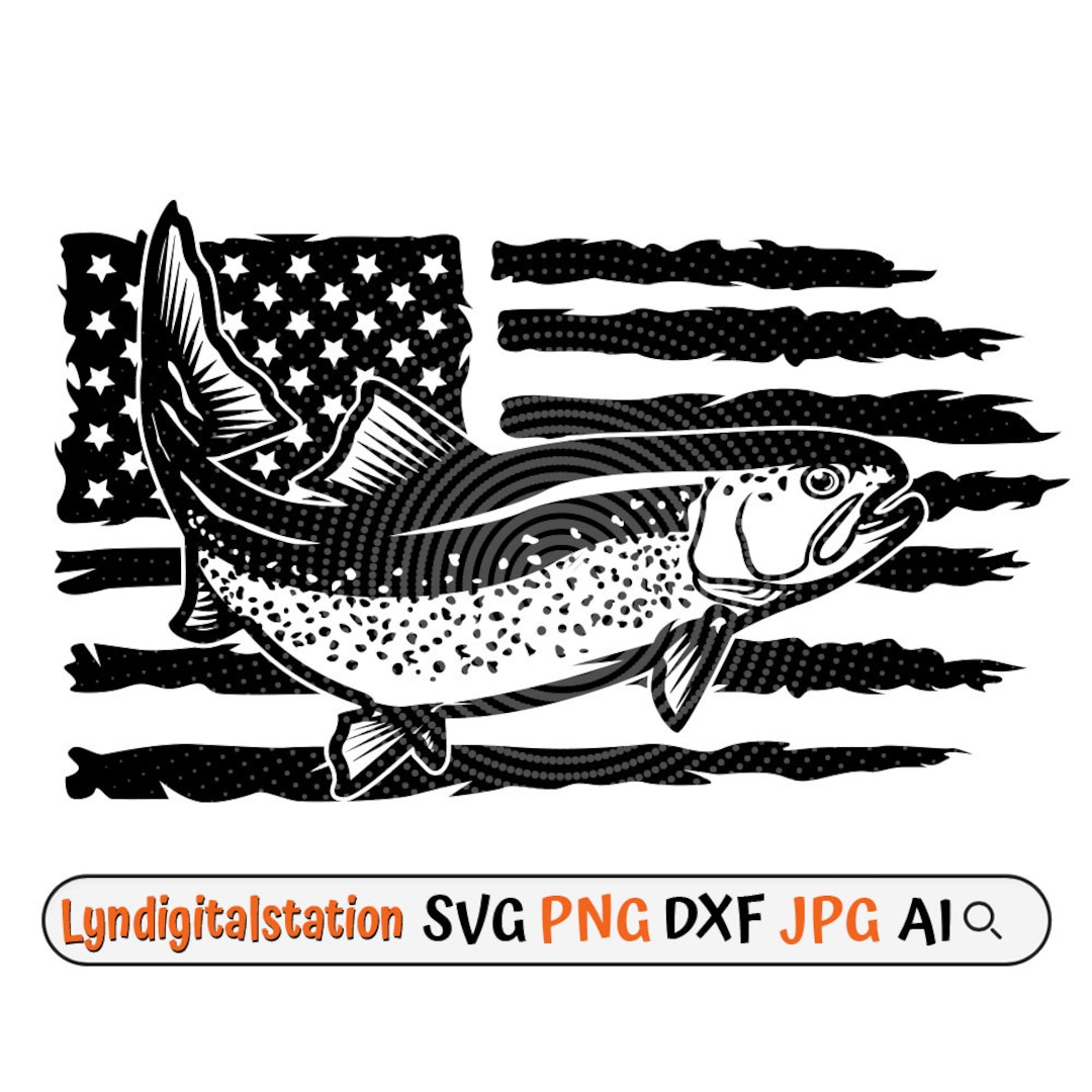 USA Trout Fish Svg | Fish Clipart | Lake Fish Cut File | Aquatic Marine ...
