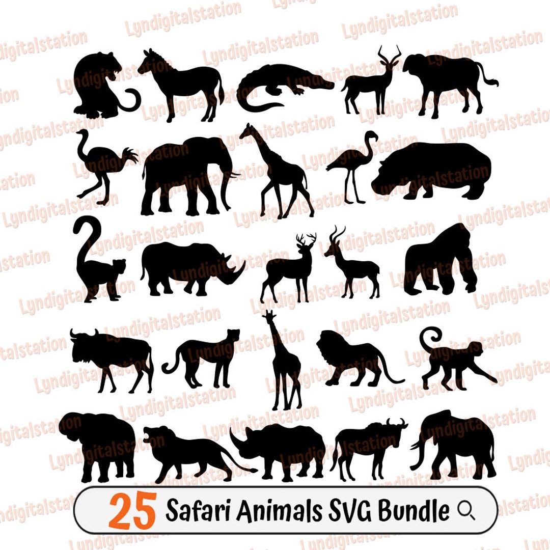 25 Safari Animals Bundles Svg | Wildlife Clipart | Jungle Animal Cut ...