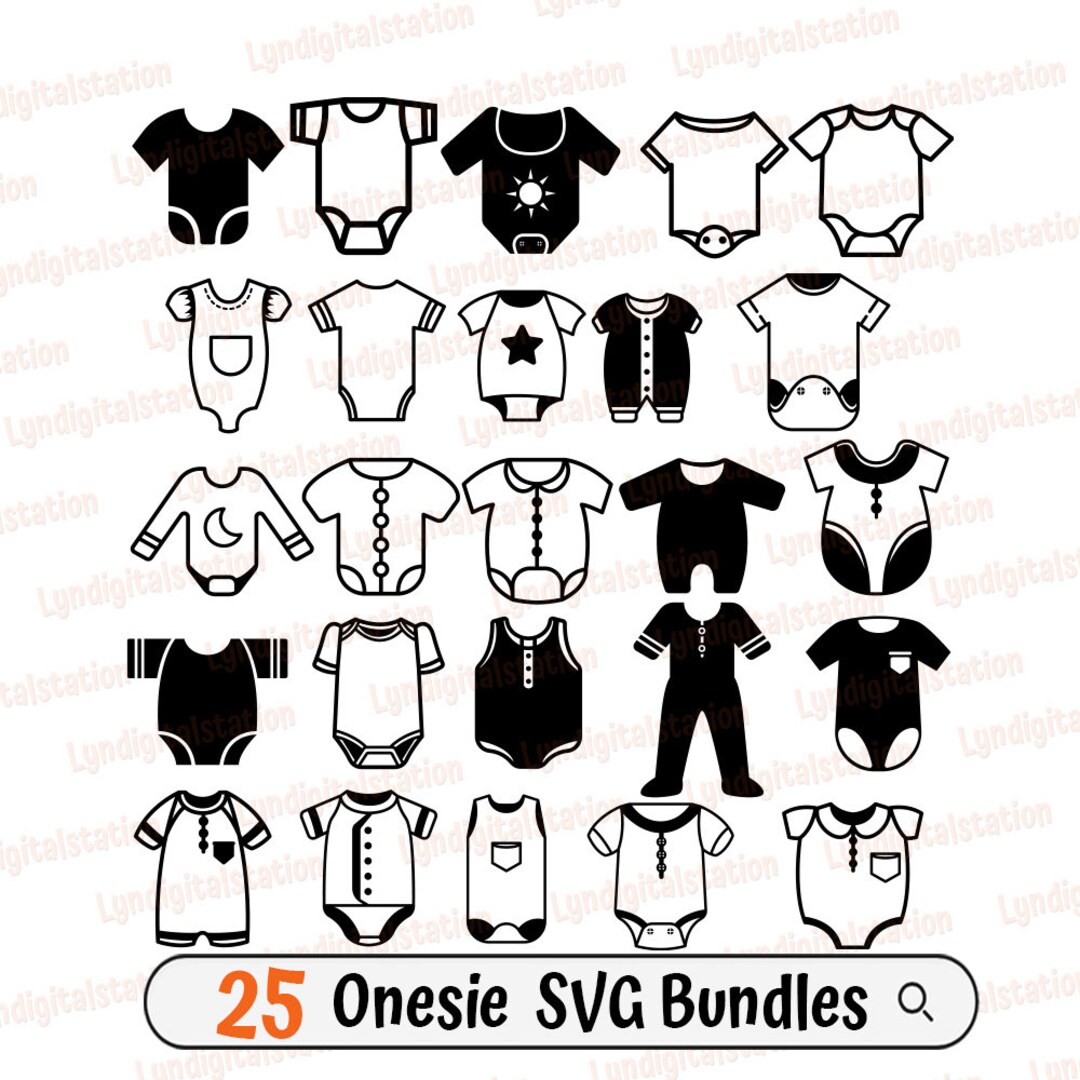 25 Onesie Bundles Svg | Baby Stuff Clipart | Baby Clothes Cut File ...