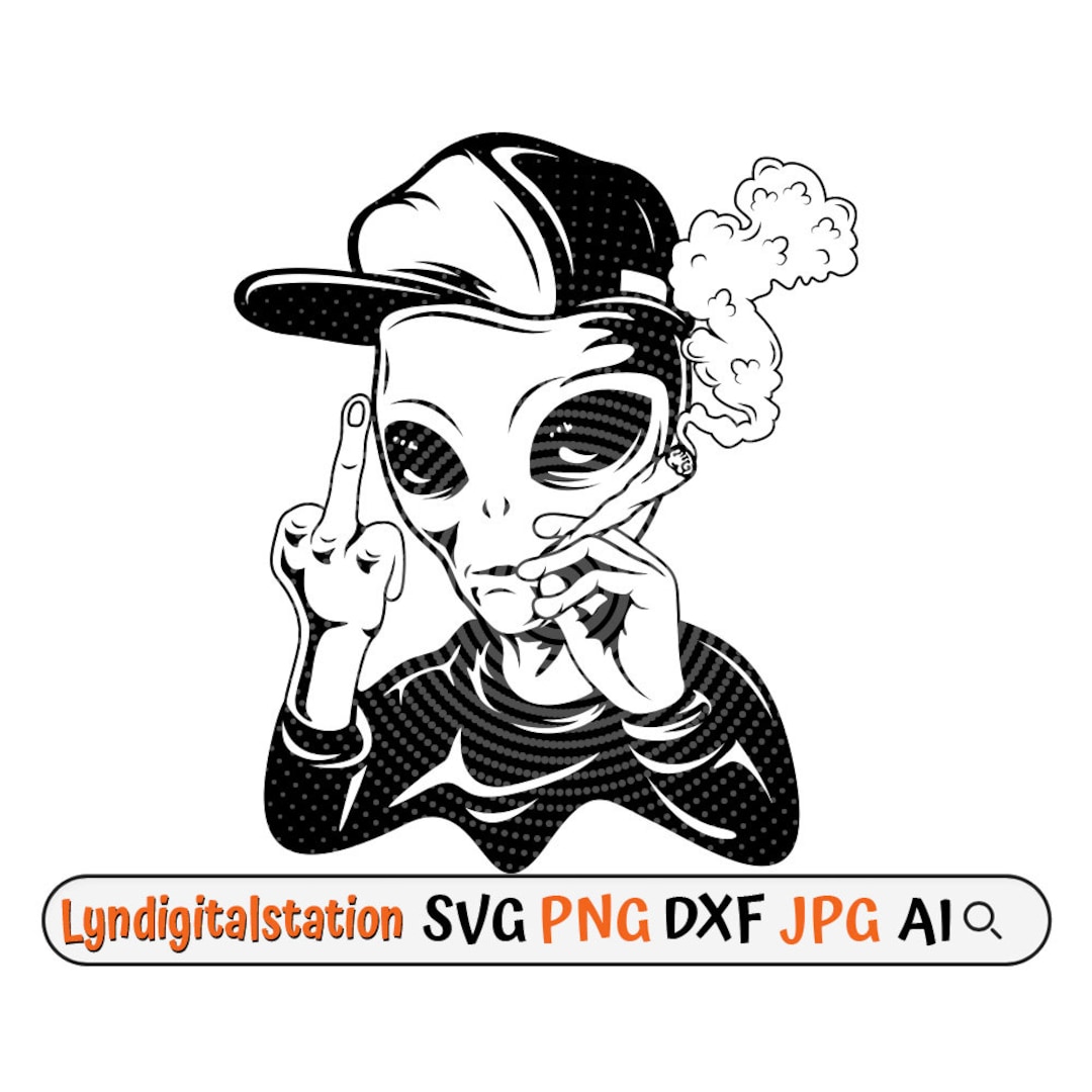 Alien Weed Svg Stoned Extraterrestrial Clipart Smoking Joint Cut File ...