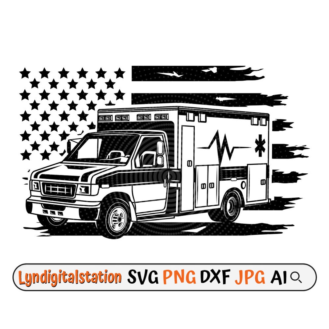 US Ambulance Svg | Rescue Clipart | Medical Vehicle Cut File | Rescue ...