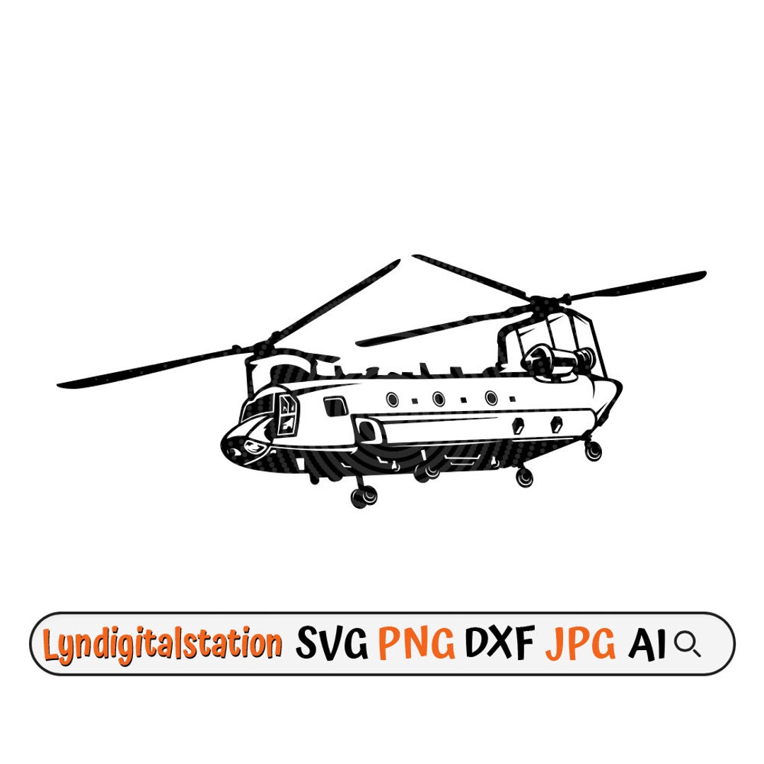 Chinook Helicopter Svg | Chopper Clipart | Warship Cut File | CH-47 ...