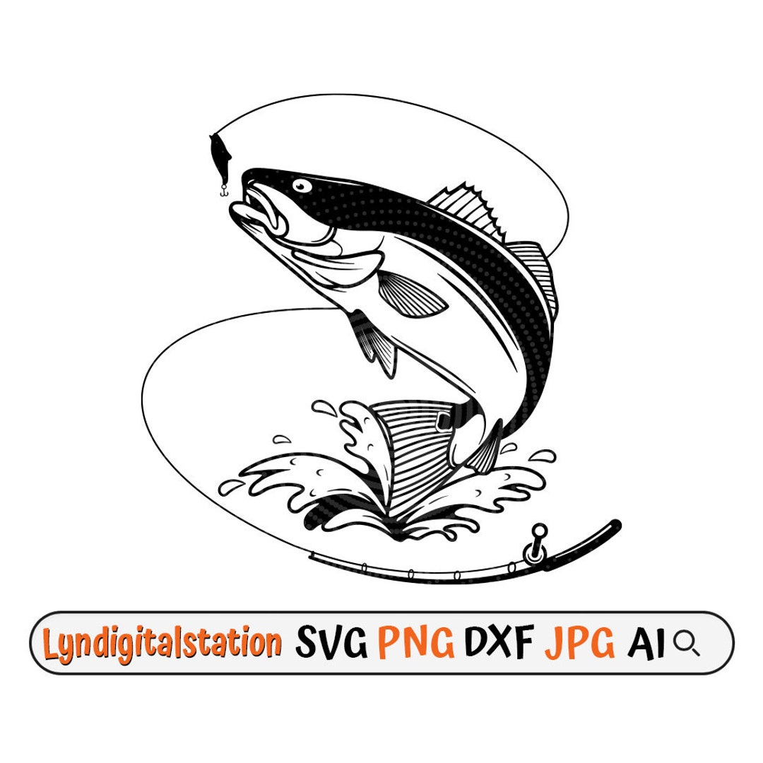 Red Drum Fish Svg | River Fishing Life Clipart | Fishing Rod Cut File ...