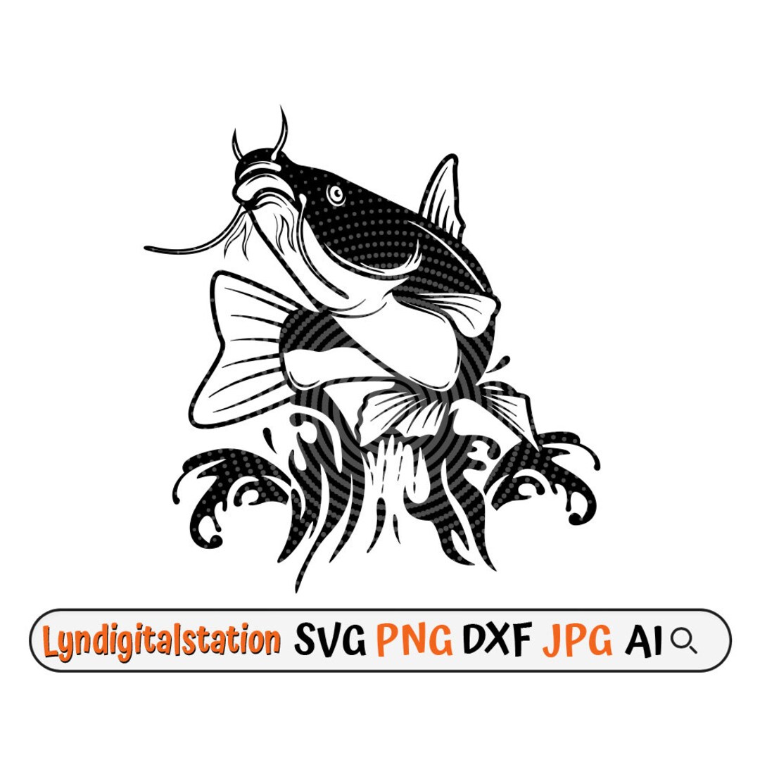 Cat Fish Svg | Angler Dad Gift Idea Clipart | Outdoor Fishing Cut File ...