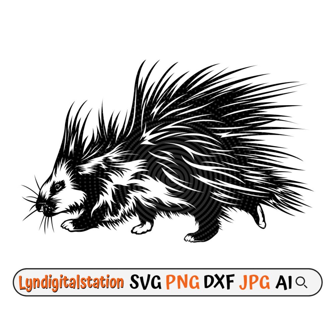 Porcupine Svg | Large Rodent Clipart | Sharp Pines Cut File | Crested ...