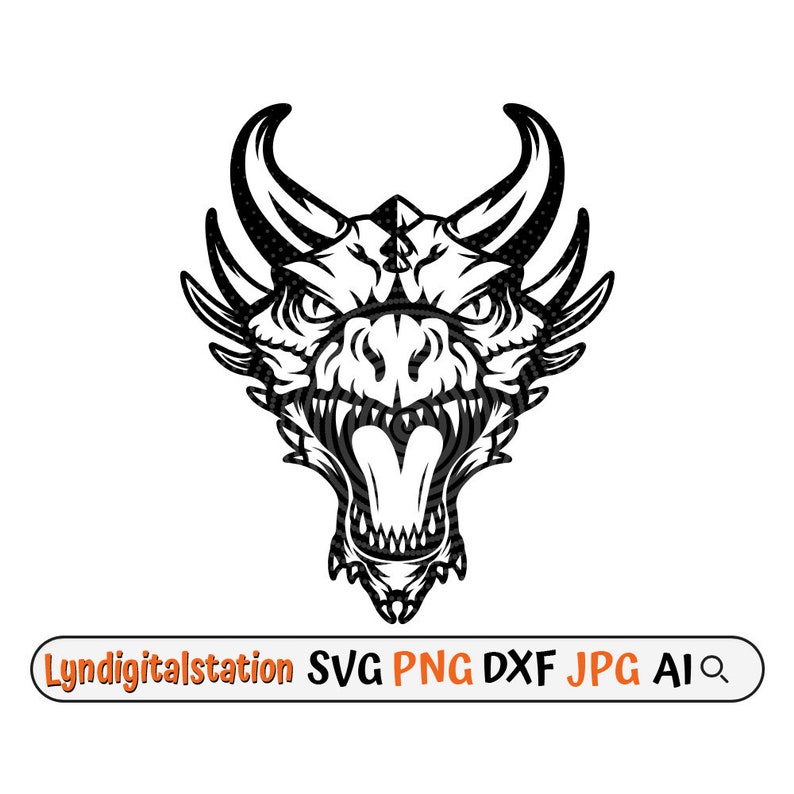 Dragon Head Svg Dragon Mascot Clipart Reptilian Creature - Etsy