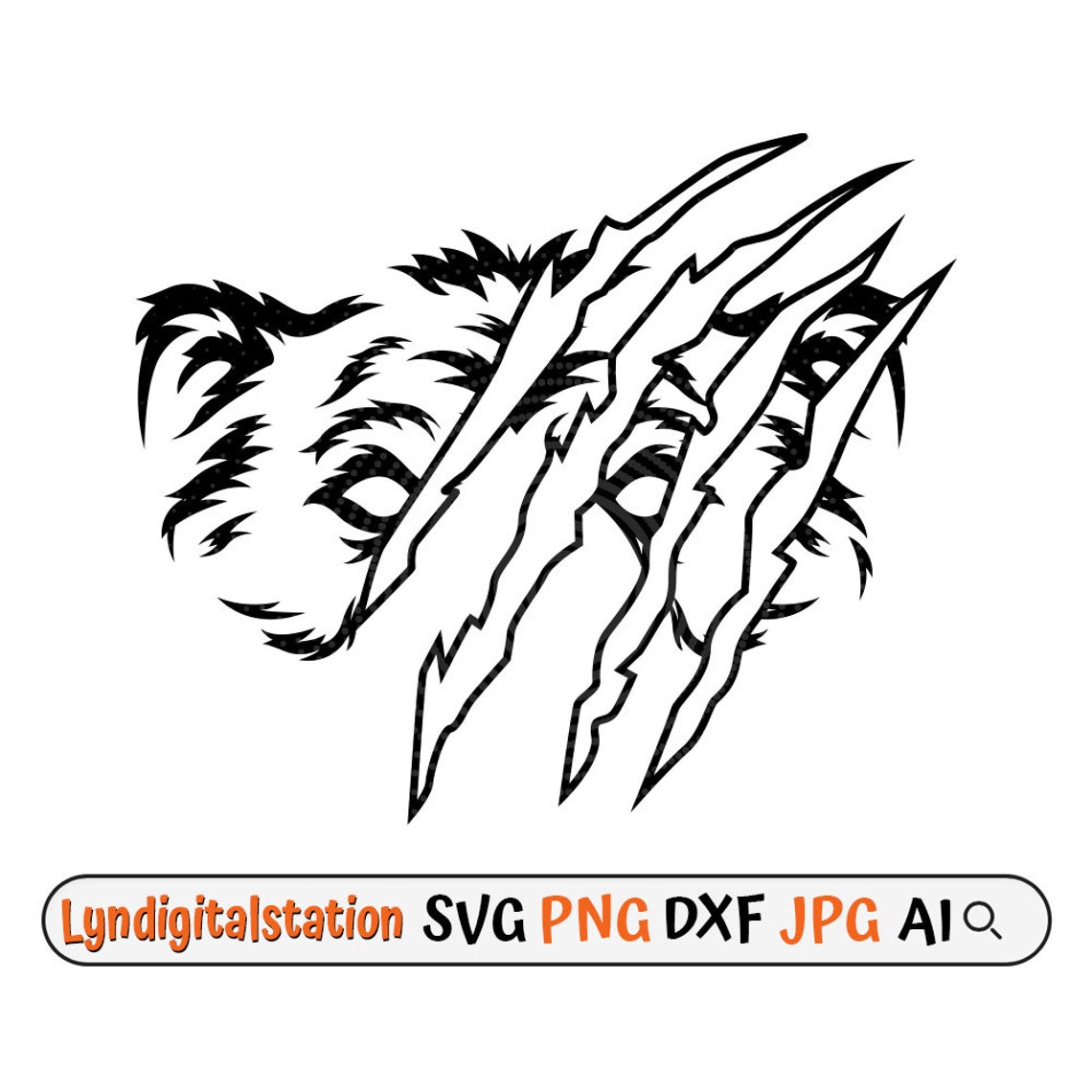 Bear Face With Claw Svg | Bear Scratch Clipart | Wild Scratch Cut File ...