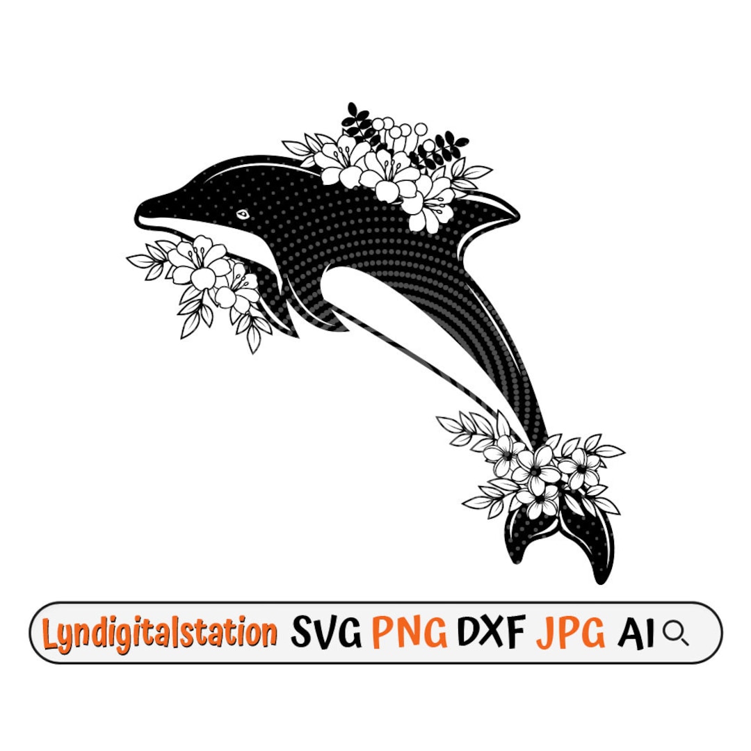 Floral Dolphin Svg | Dolphin Clipart | Flowers Cut File | Aquatic ...