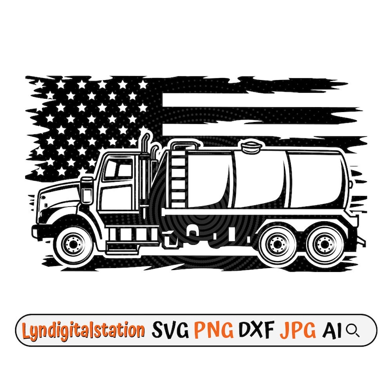 US Septic Truck Svg | Waste Removal Clipart | Pump Truck Cut File ...