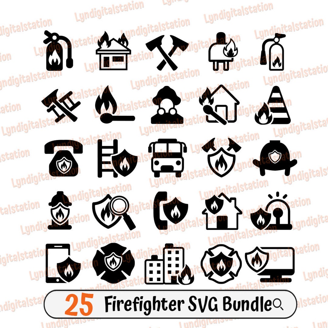 25 Firefighter Bundles Svg | Protective Gear Clipart | Fireman Cut File ...