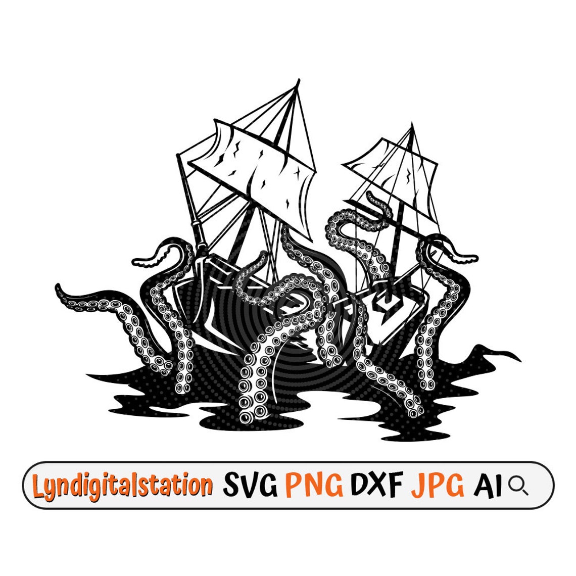 Kraken Galleon With Tentacles Svg Kraken Clipart Tentacles - Etsy
