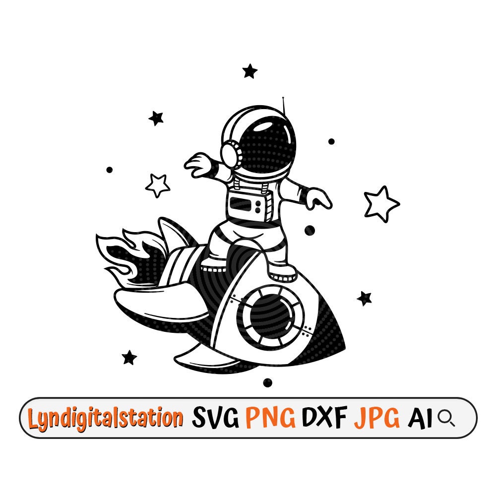 Astronaut Svg | Astronaut on a Rocket Ship Clipart | Rocket Ship Cut ...
