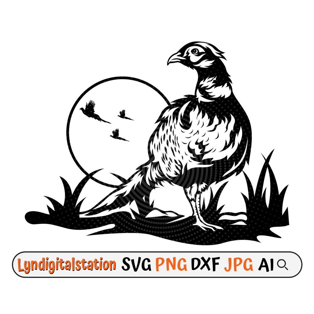 Pheasant Bird Svg | Pheasant Hunter Clipart | Flying Pheasant Cut File ...