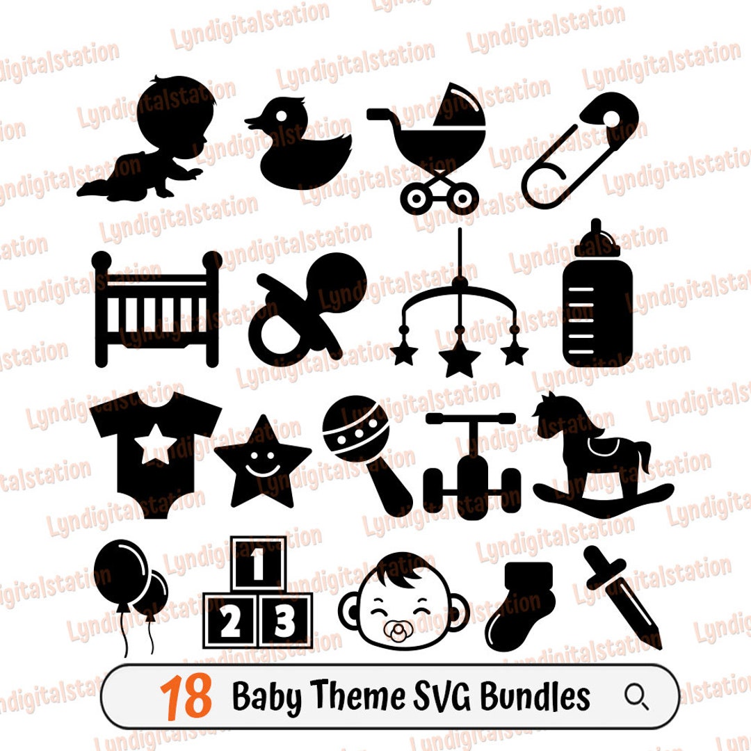 Baby Theme Bundles Svg | 18 Baby Stuff Clipart | Baby Toys Cut File ...