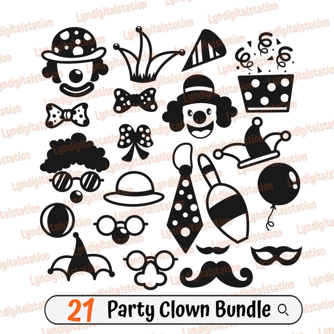 21 Party Clown Bundles Svg | Circus Performer Clipart | Circus Cut File ...