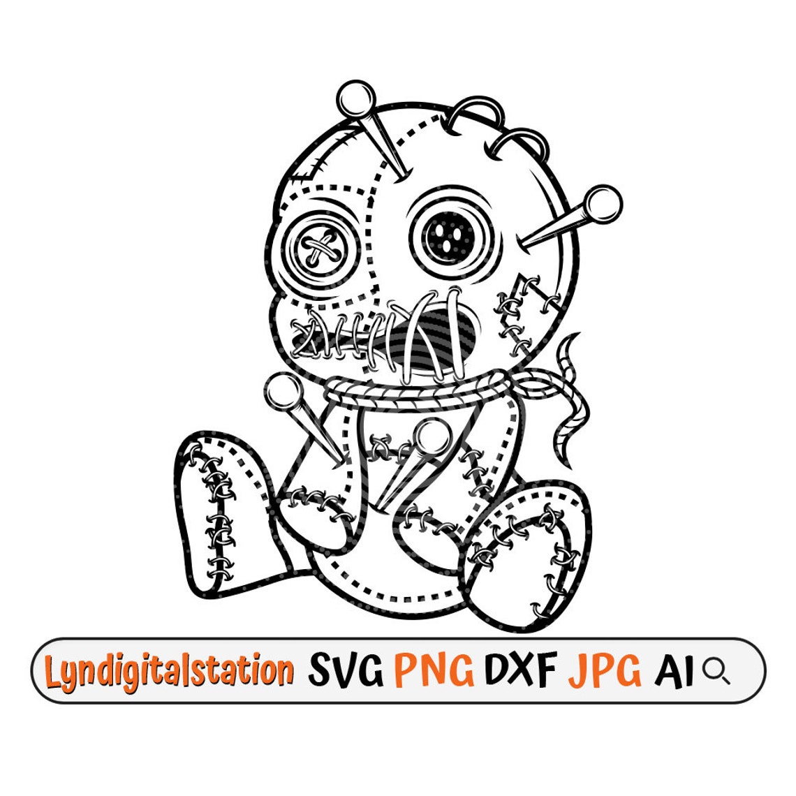 Voodoo Doll Svg | Halloween Doll Clipart | Spooky Doll Cut File | Witchcraft Stencil | Curse ...