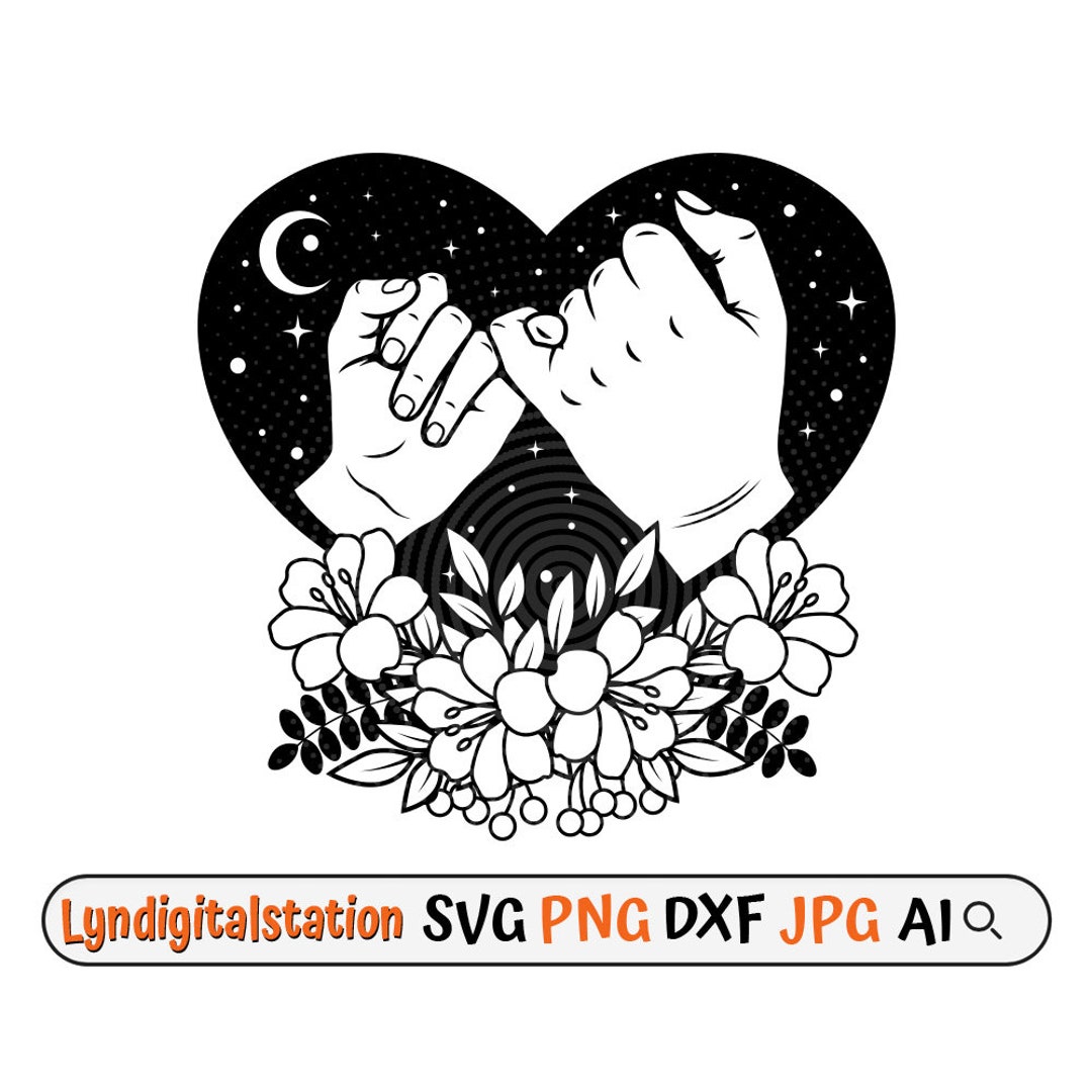 Best Friend Hand Promise Svg | Floral Hand Clipart | Besties Cut File ...