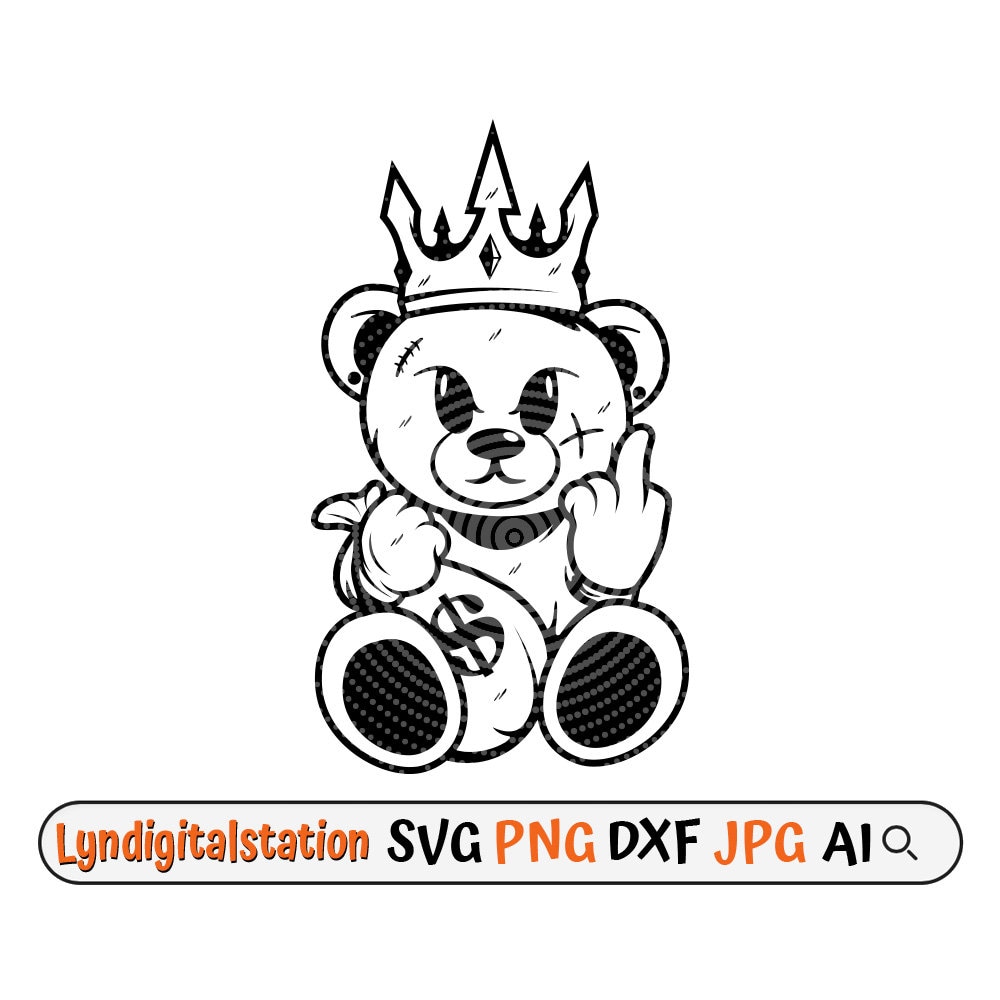Bear Fuck You Svg King Teddy Clipart Middle Finger Cut - Etsy