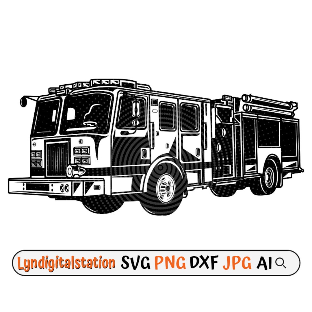 Fire Truck Svg | Firefighter Vehicle Clipart | Fire Station Cut File ...