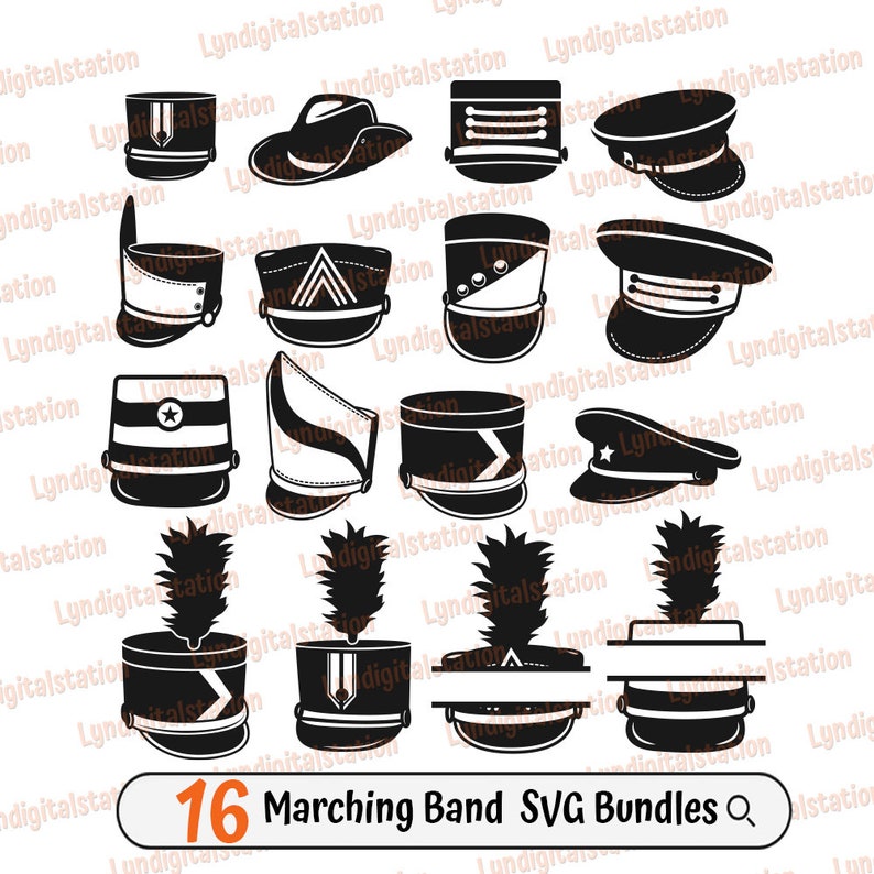16 Marching Band Hat Bundles Svg | Band Hat Clipart | Marching Band Cut ...