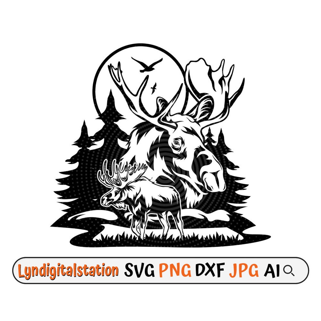 Moose Scene Svg | Moose Outdoor Clipart | Moose Antler Cut File ... Moose Scene Svg | Moose Outdoor Clipart | Moose Antler Cut File ...