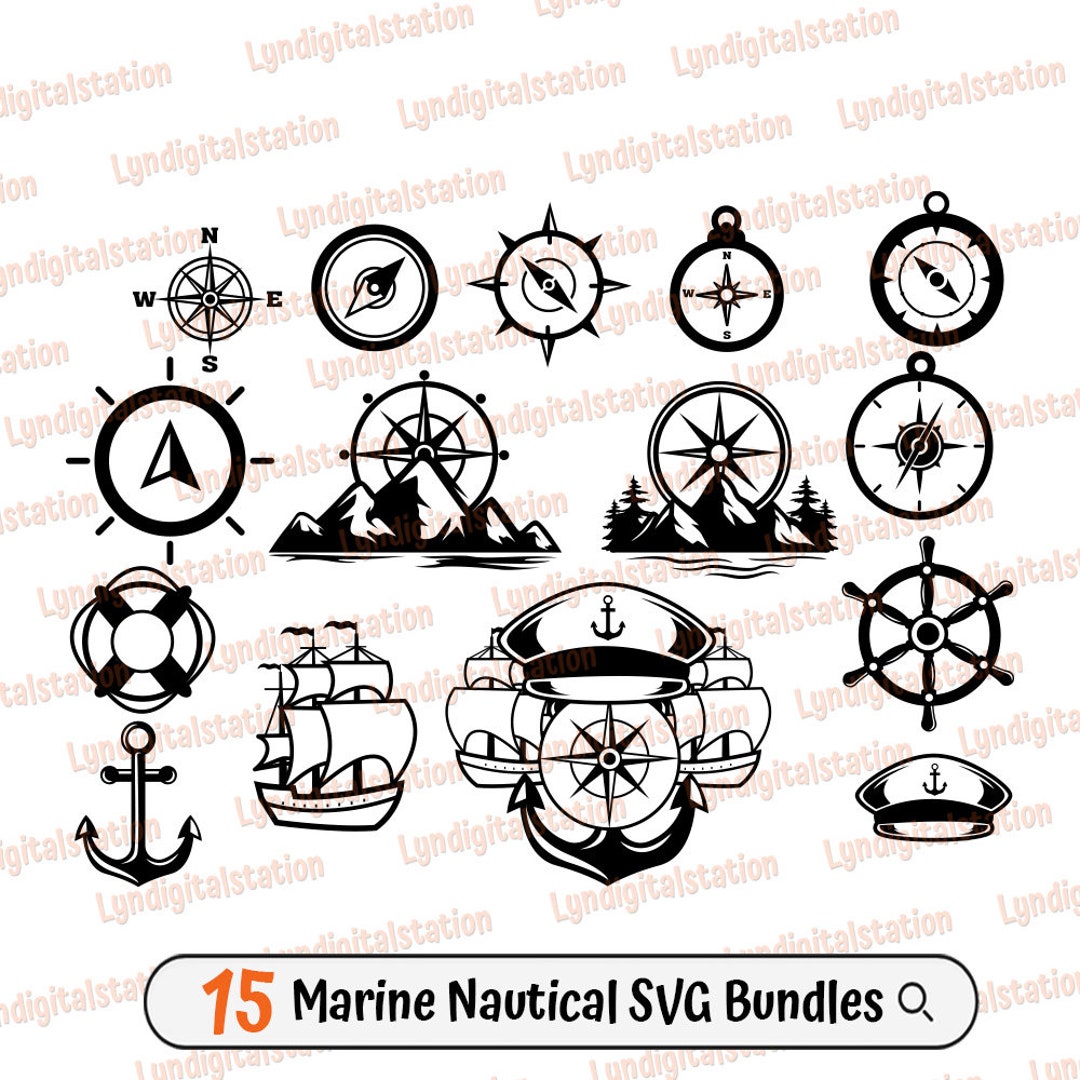 Marine Nautical Bundles Svg | Marine Clipart | Nautical Cut File ...