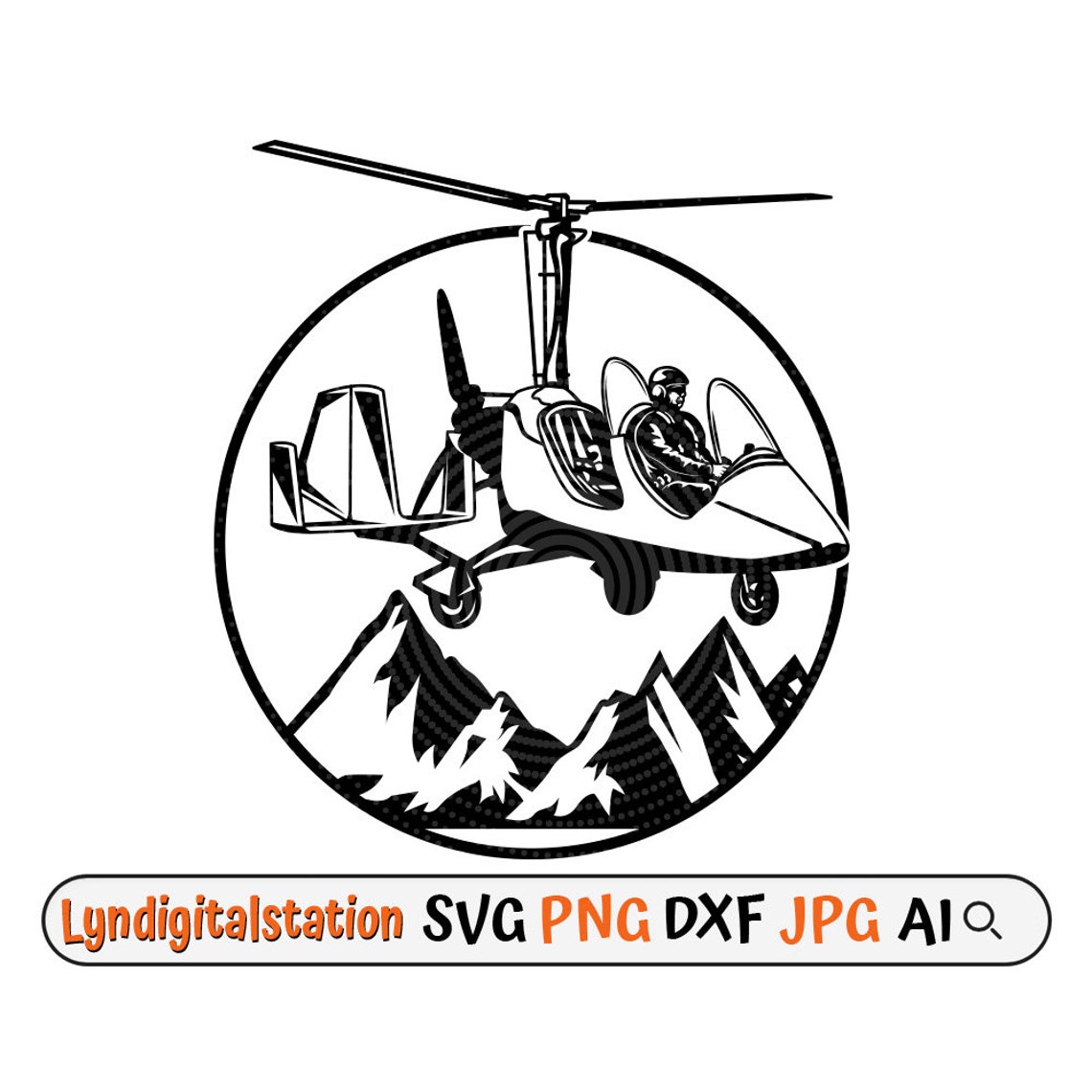 Gyrocopter Svg Helicopter Clipart Aviation Cut File - Etsy