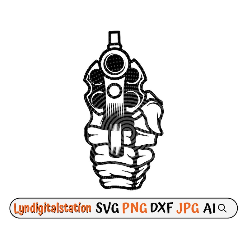 Skeleton Hand Holding Gun Svg Skull With Gun Clipart - Etsy