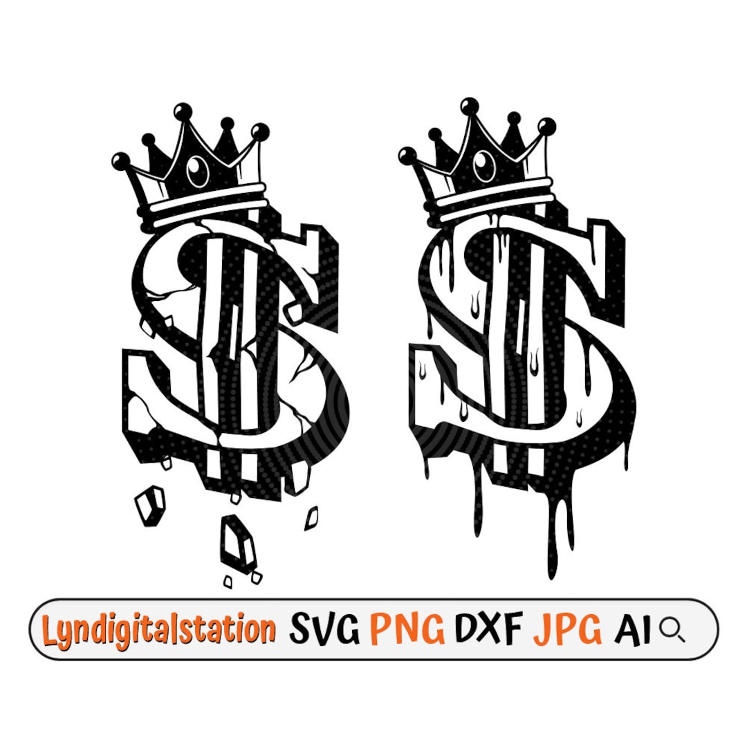 King Dollar Sign Svg | Broken Dollar Sign Clipart | Dripping USD Sign ...