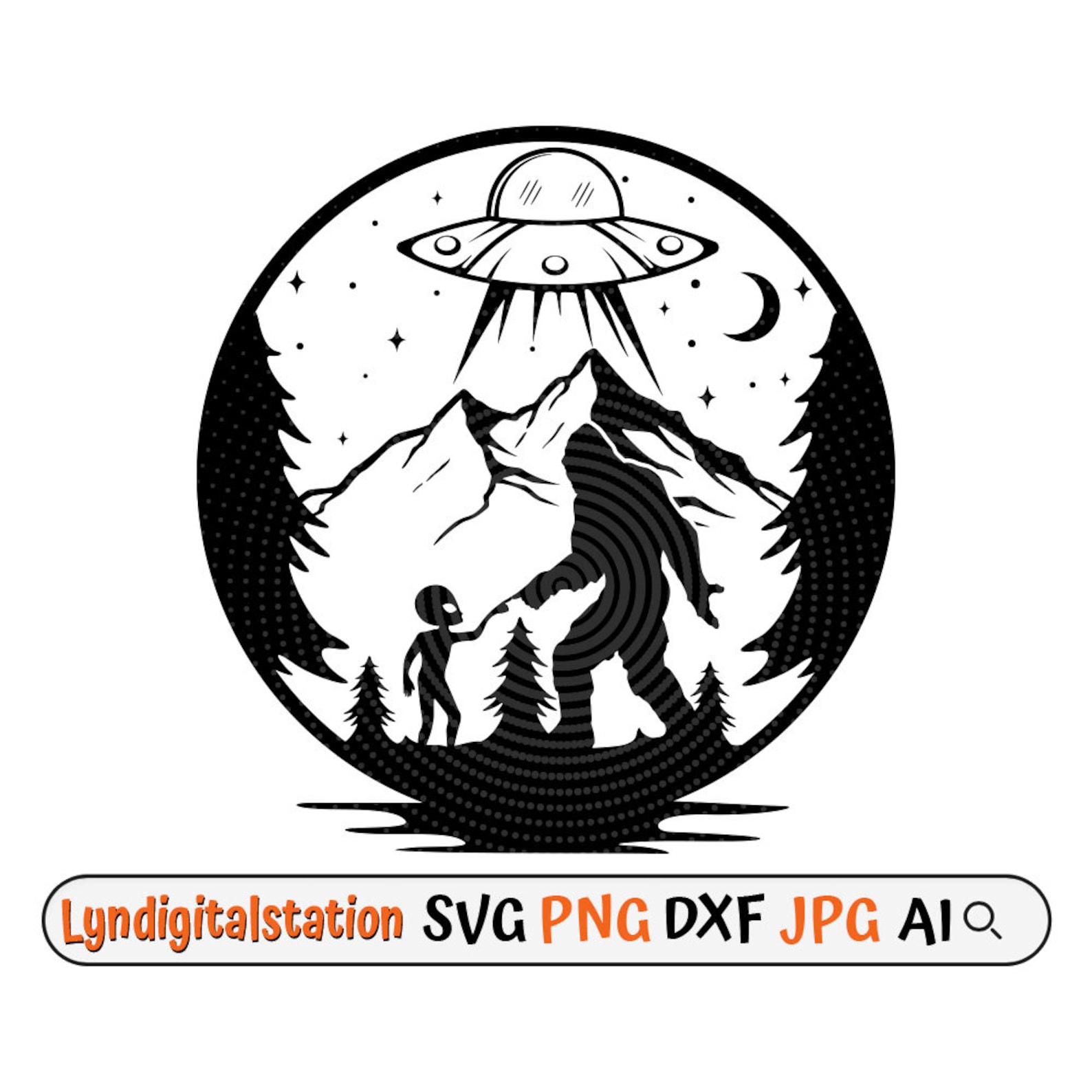 Alien and Bigfoot Svg Extraterrestrial Clipart Friendship - Etsy