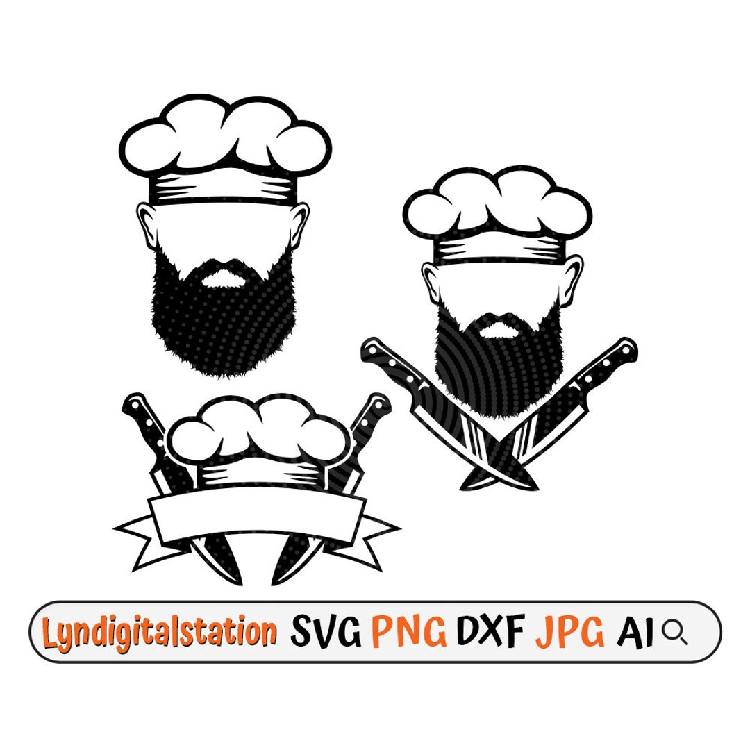 Chef Svg | Restaurant Cook Clipart | Chef Bundle Cut File | 2 Beard ...