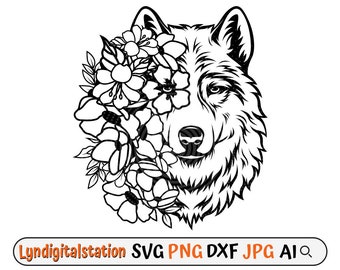 Half Face Wolf Svg - Etsy