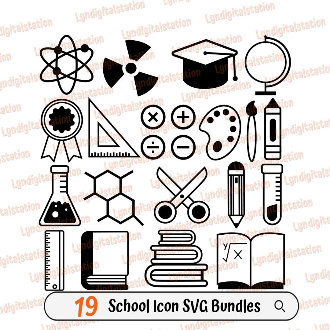 School Icon Bundles Svg | Education Clipart | Science Cut File | Art ...